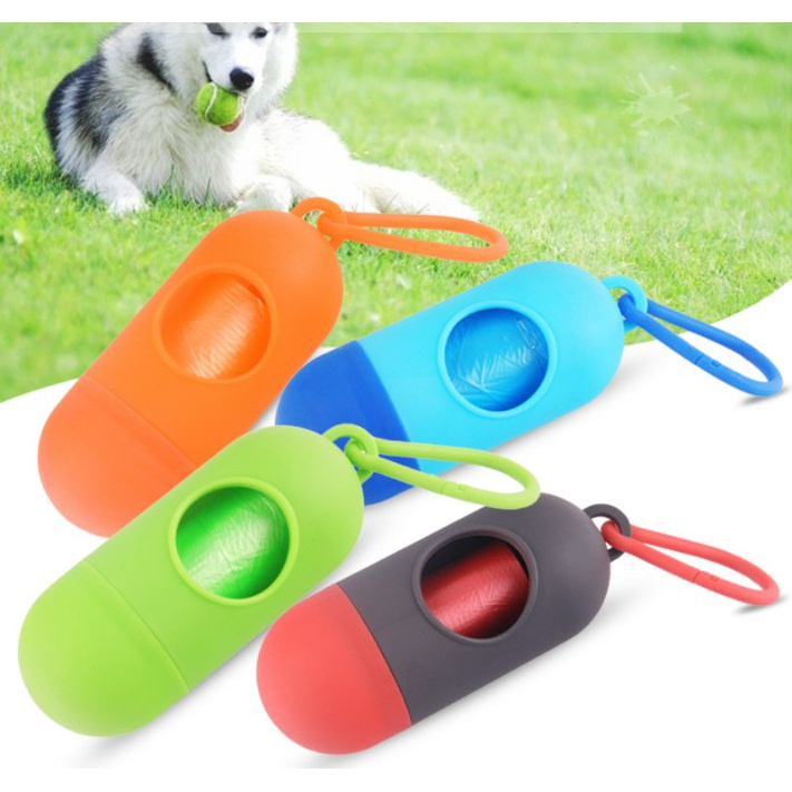 Pet poop bag capsule with a roll of bag pet box and bag for cleaning ...