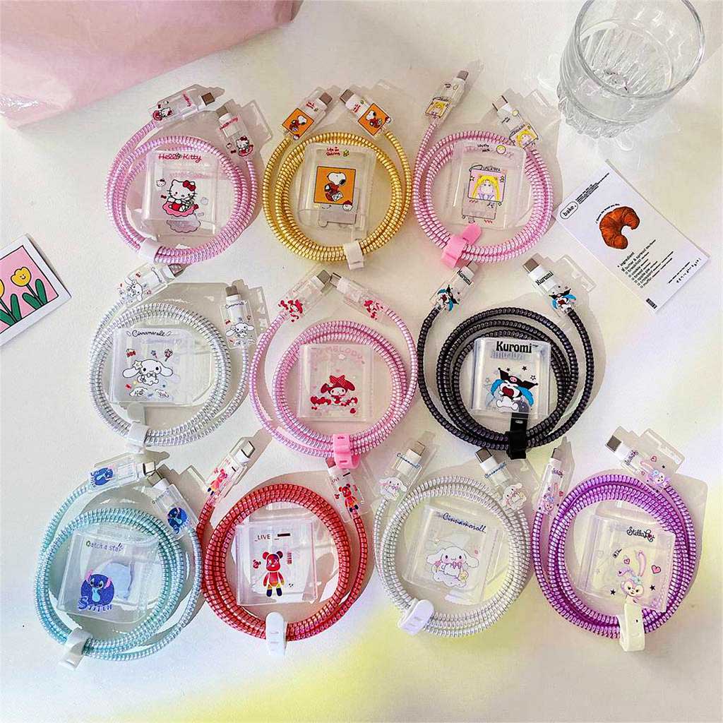 Casing for iPhone 20w/18w USB Charger Cable Plug Cover Spring Wrap ...