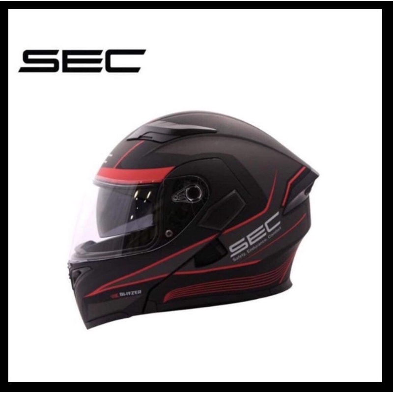 SEC Windstorm Blitzer modular Dual visor Helmet (black/Red) | Shopee ...