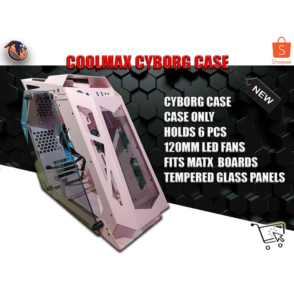 CYBORG THUNDER GAMING CASE PINK WHITE BLACK | Shopee Philippines