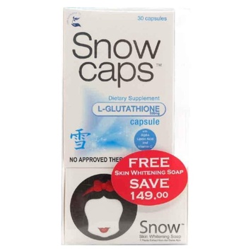 Snow Caps L-Glutathione Skin Whitening 30 Capsules (FREE Snow Skin ...