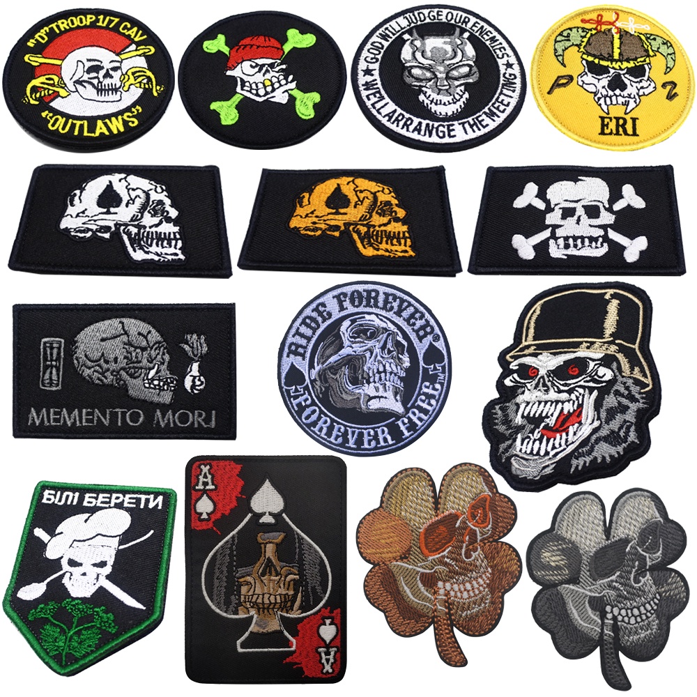 Skull Ace Pirate Embroidered Patch Troop Outlaws ERI Memento Mori God Will Judge Our Enemies ...