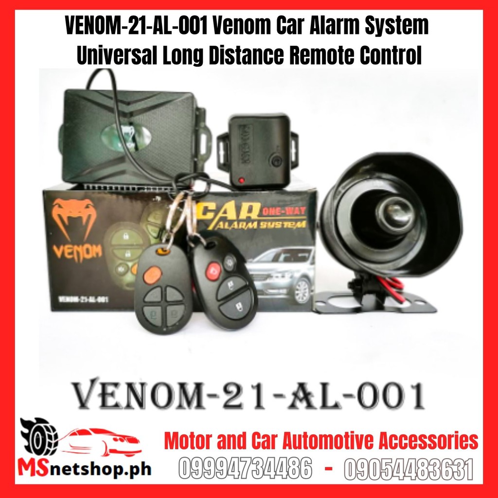 VENOM-21-AL-001 Venom Car Alarm System Universal Long Distance Remote ...