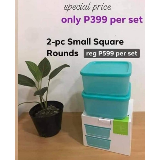 Tupperware 2pc- Small Square Rounds Set 650ml | Shopee Philippines