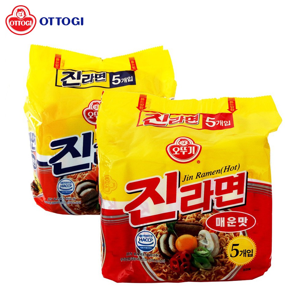 OTTOGI Jin Ramen Hot and Mild Flavor Family Pack of 5 | Shopee Philippines