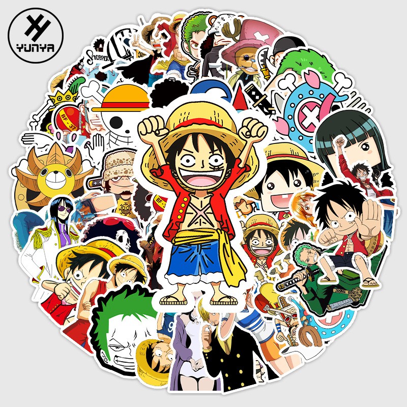 50 Pcs One Piece Doodle Sticker Computer Skateboard Guitar Personality ...