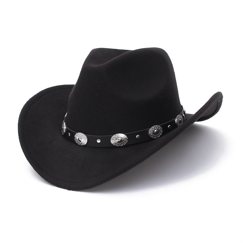 Fashionable personality curved top hat Wool Women's Men's Western ...