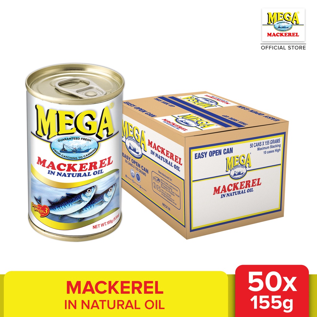 MEGA Mackerel in Natural Oil 155G By 50's | Shopee Philippines
