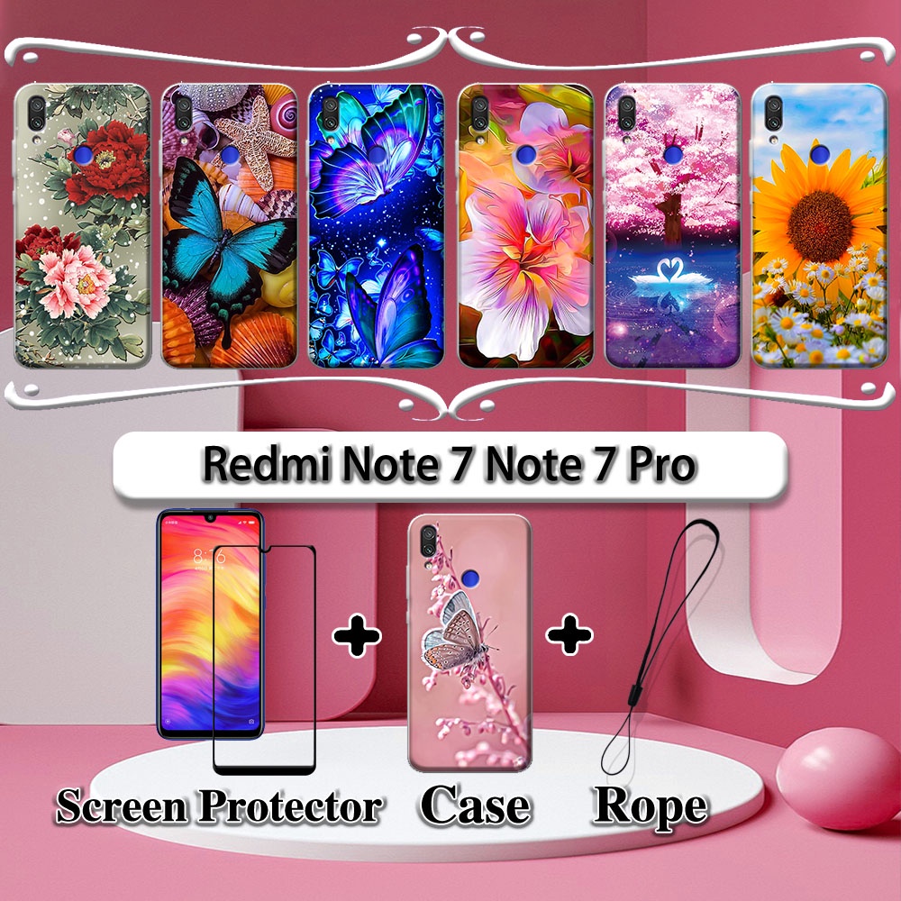 2 IN 1 Redmi Note 7 Note 7 Pro Case with Tempered Glass Curved Ceramic ...