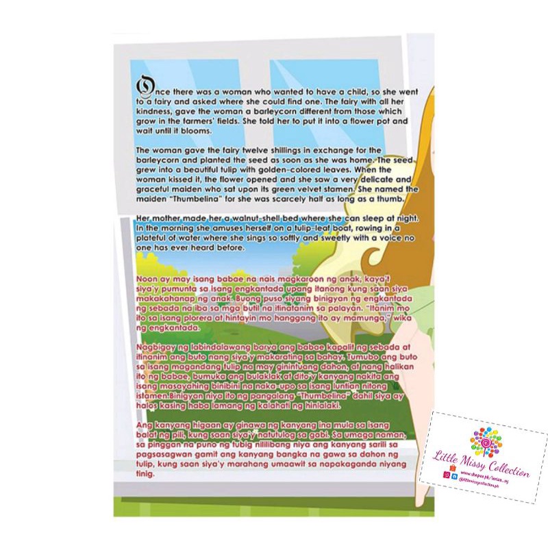 Thumbelina - Tagalog English Bilingual Story Book presyo ₱185