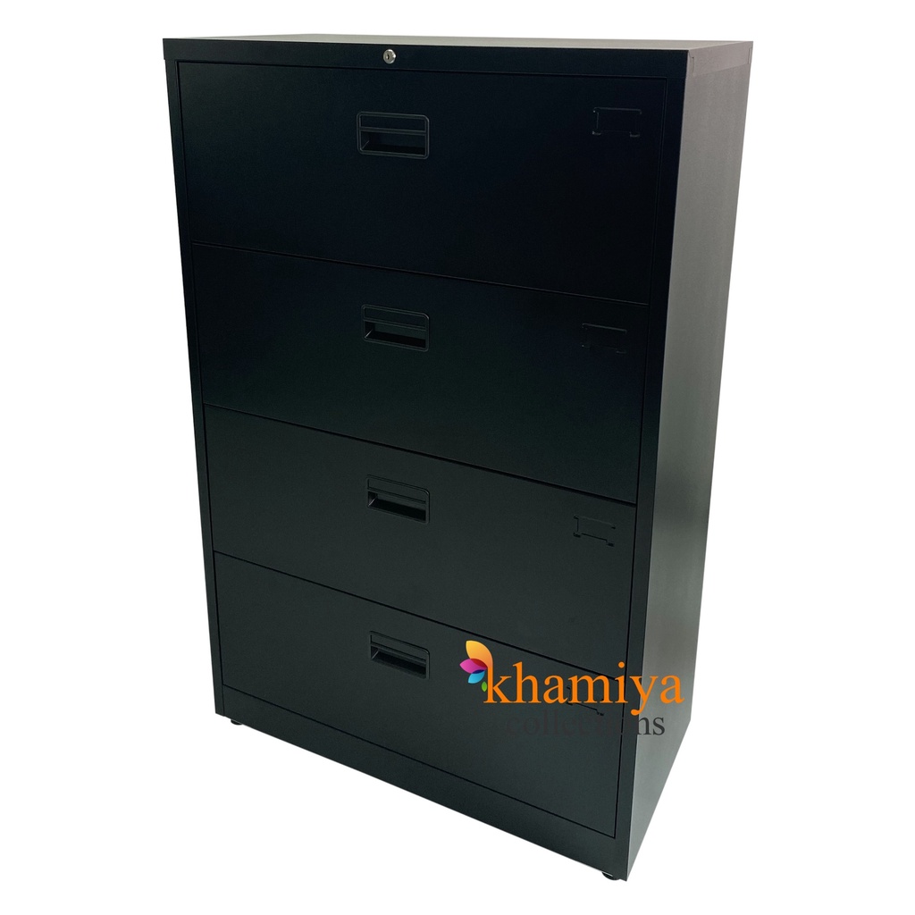 BLACK LFC 4 Drawer Lateral Filing Cabinet with keylock, Steel Office ...