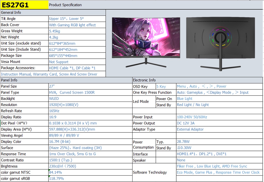 NVISION 32inch/27inch Gaming Monitor Curved Frameless 165Hz Full HD 1Ms ... NVISION 32inch/27inch Gaming Monitor Curved Frameless 165Hz Full HD 1Ms ...