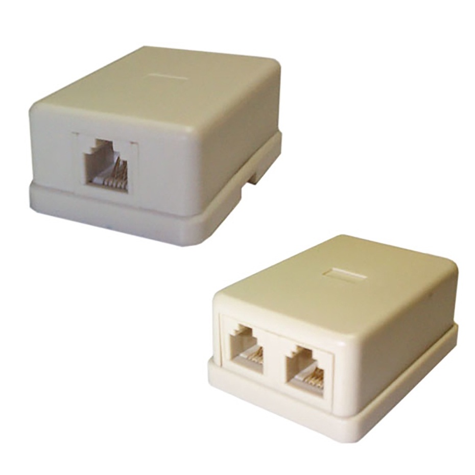 Single / Dual Port 6P4C RJ11 Telephone Modular Outlet Box 4 Conductors ...