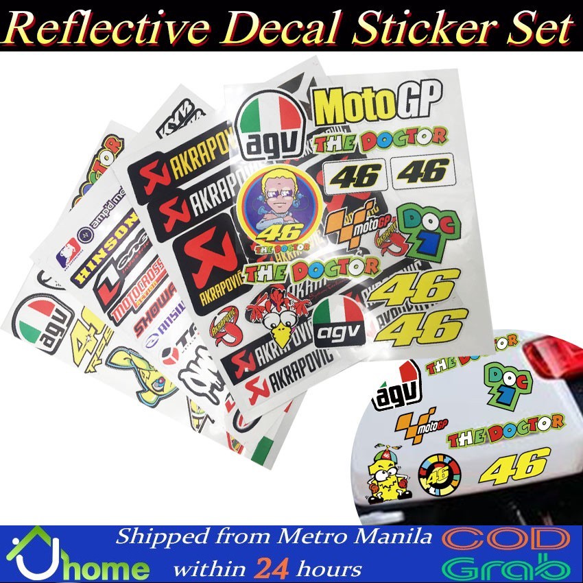 【SOYACAR】Motorcycle Reflective Decal Stickers Motor Helmet Sticker ...