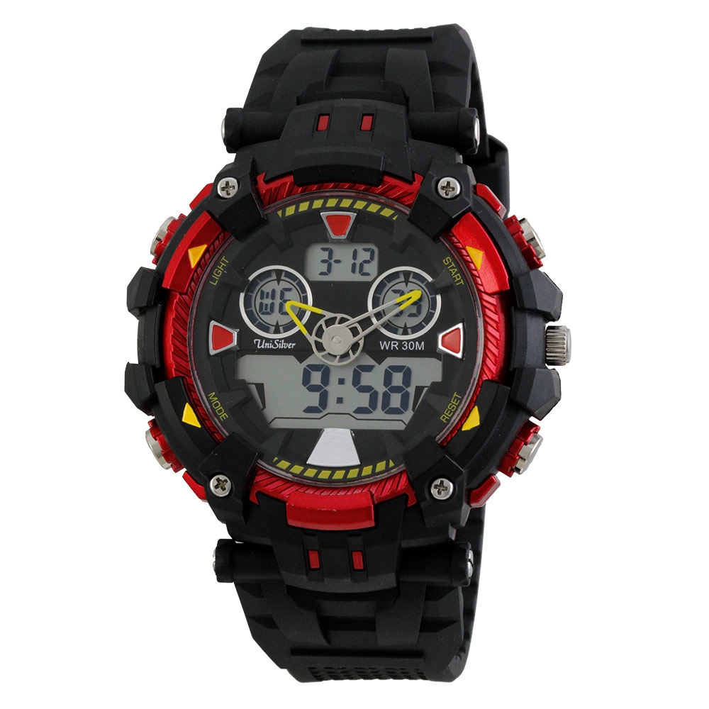 UniSilver TIME STATOR Men's Analog-Digital (Dual Time) Metallic Red ...