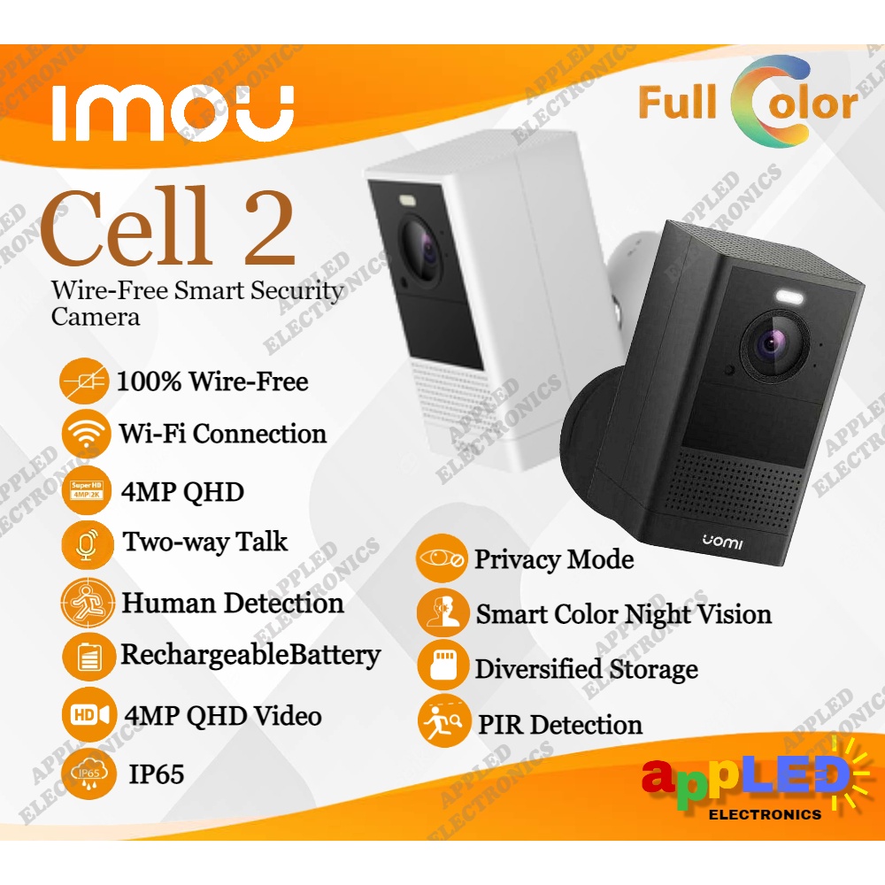 Imou Cell 2 4MP 100% Wire Free Rechargeable Wifi Camera IP65 with Mic ...