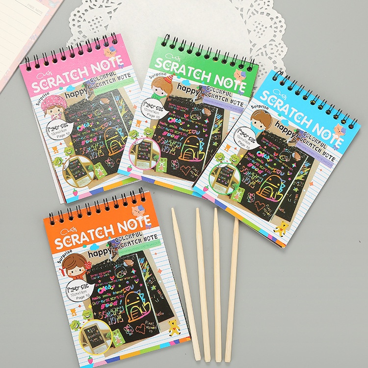 Children DIY Scratch Painting Note Magic Color Rainbow Scratch Art ...