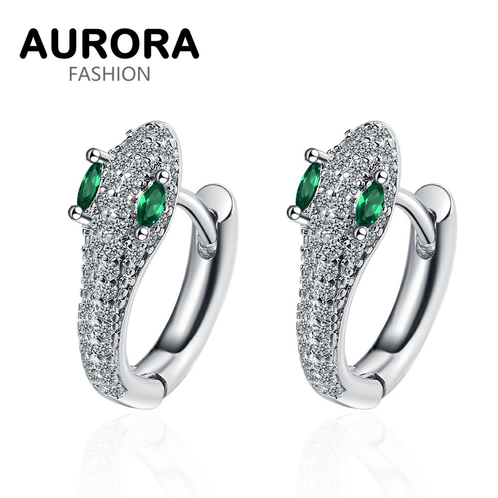 Aurora 925 Silver Serpentine Shiny Zircon Hoop Earrings Temperament Circle Ear Rings Jewelry ...