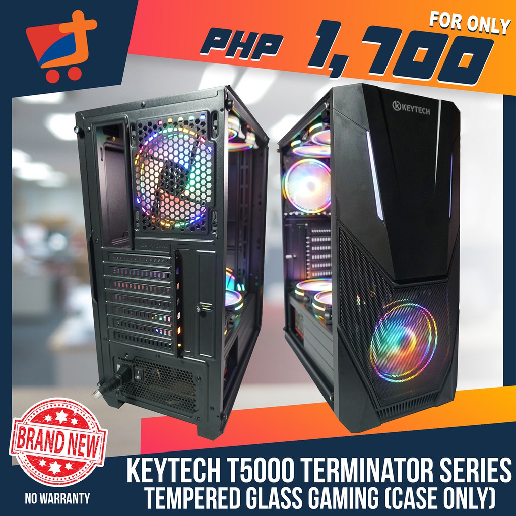 Gaming Case Tempered Glass Keytech T5000 Fits ATX, Micro ATX and Mini ...