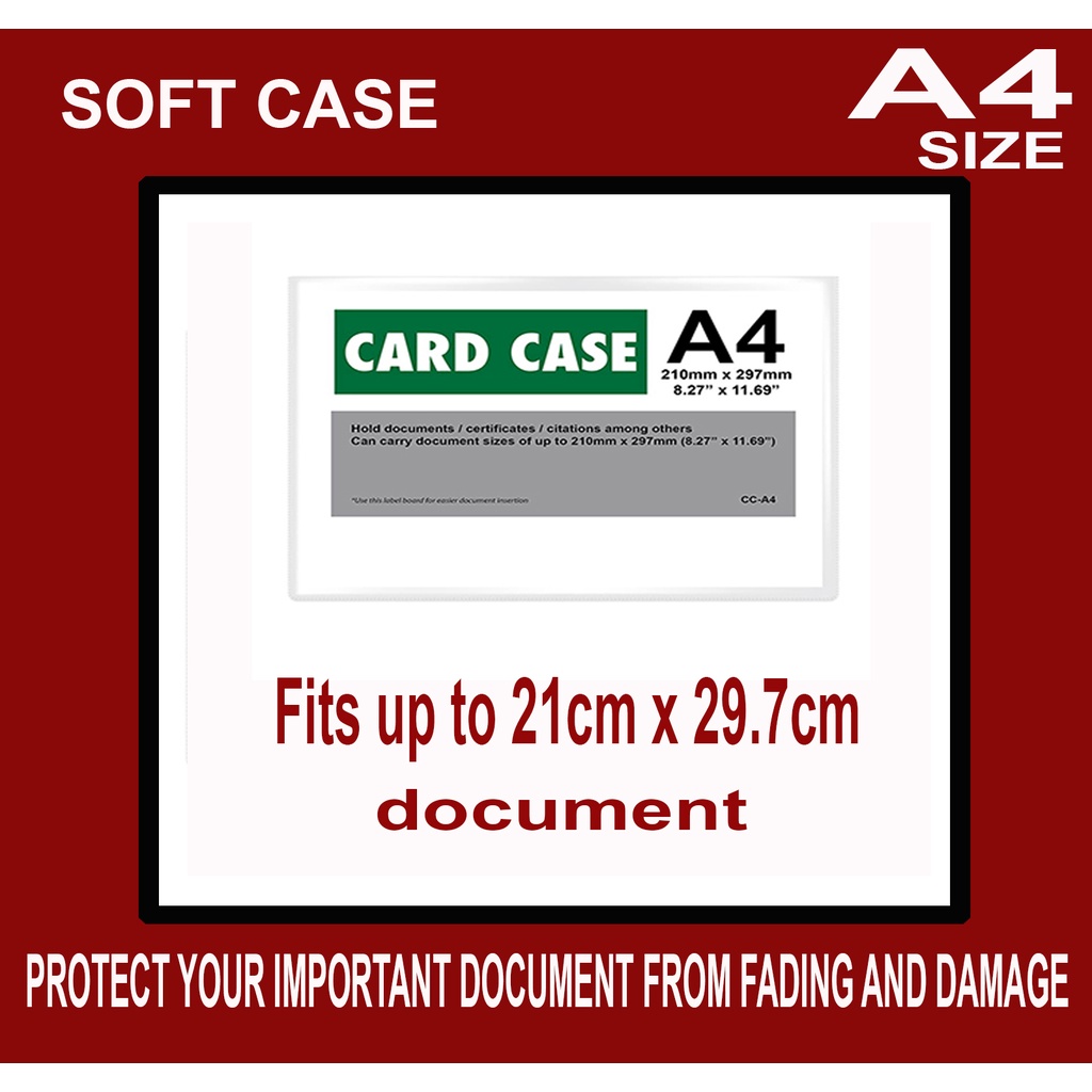 A4 CARD CASE, DOCUMENT CASE, PLASTIC PROTECTOR, PROTECTS PICTURE ...