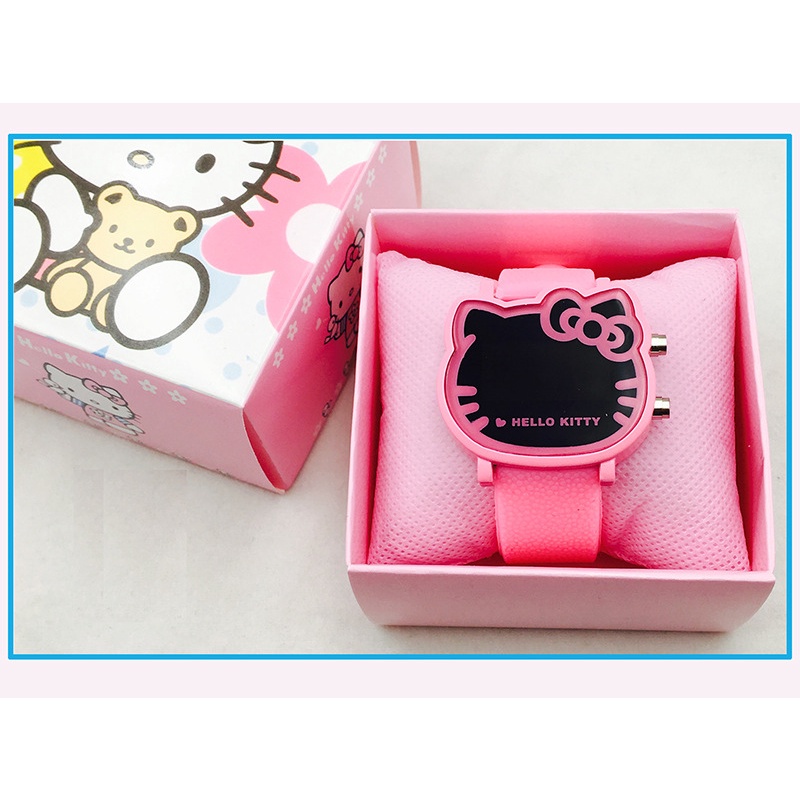 Children's Watch Girl Cartoon Cute Hello Kitty Cat LED Luminous Child ...