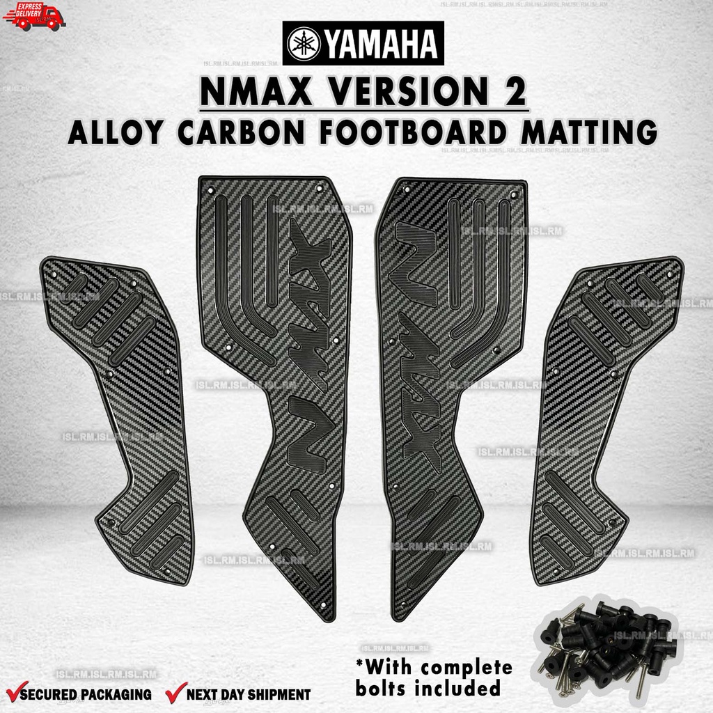 Yamaha NMAX Version 2 Footboard Matting Alloy Carbon Black plug and ...