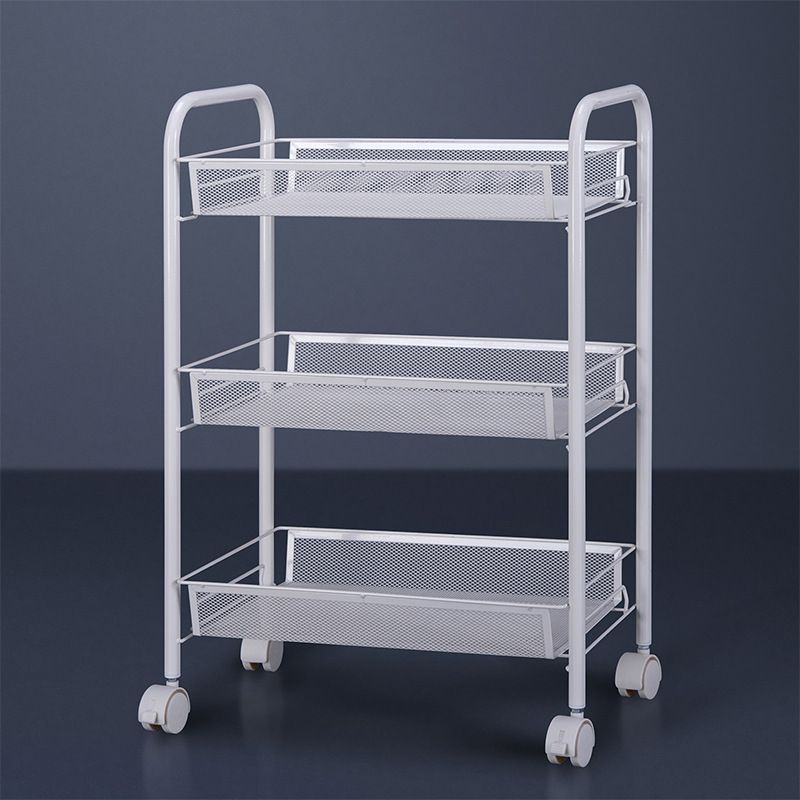 3 Layer Utility Cart Kitchen Mesh Trolley with Wheels (Silver Gray ...