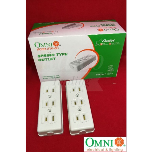 Omni Spring Type Outlet 3 Gang 10A 250V~ (STO-003) | Shopee Philippines