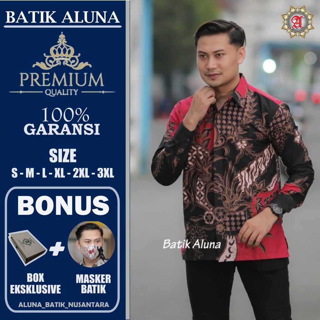 PRIA KEMEJA Men's Batik Long Sleeve Premium Thick Brocade Adhem Batik ...