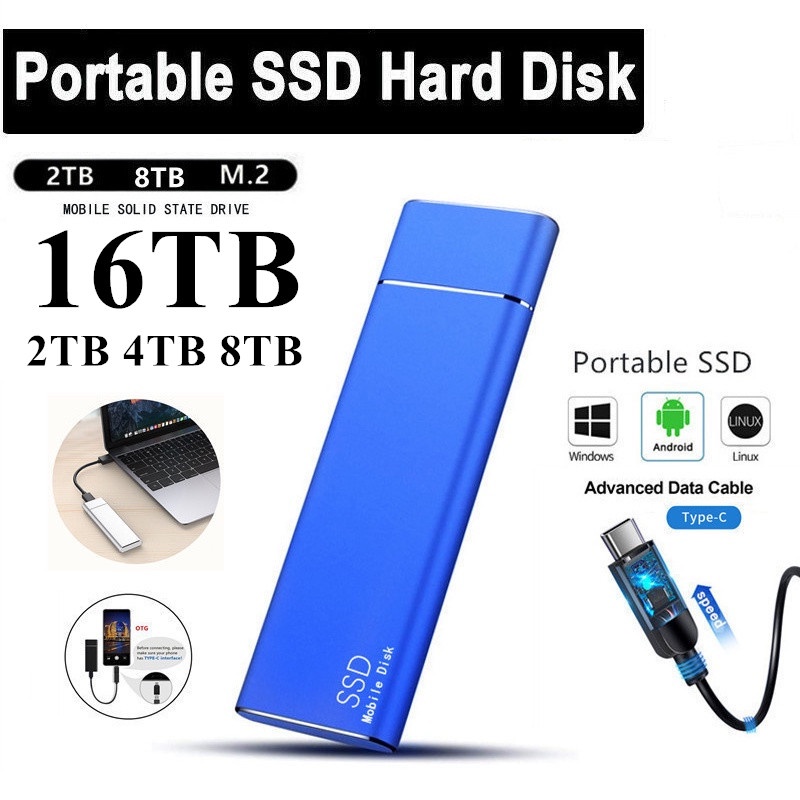 External SSD 16TB 8TB 4TB 2TB for Redmi Note 10 Mobile Solid State Hard ...