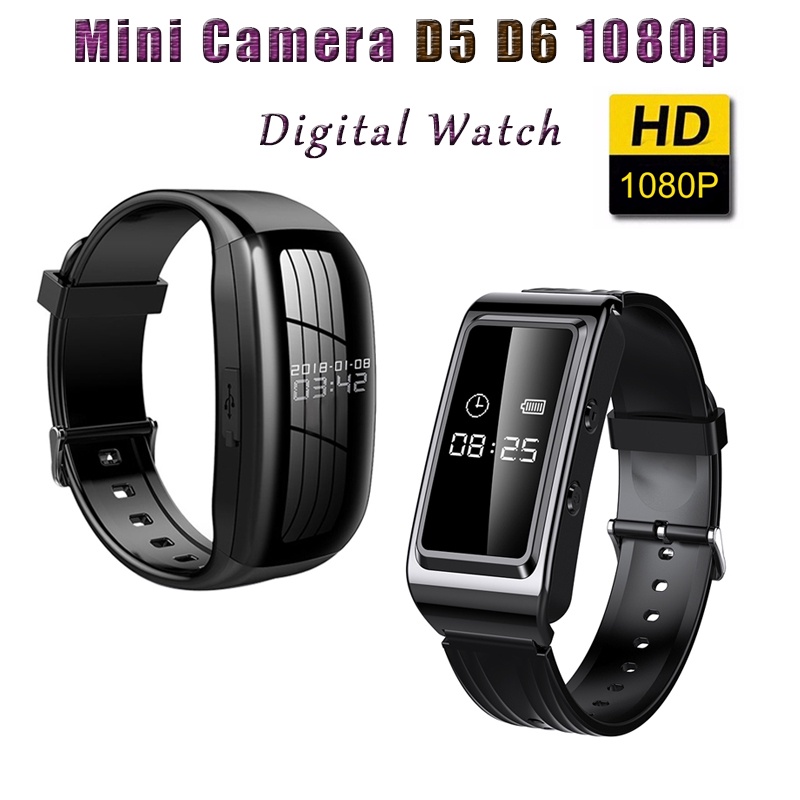 Mini Camera D5 D6 HD1080p Digital Watch Wearable Camcorder Wristband ...