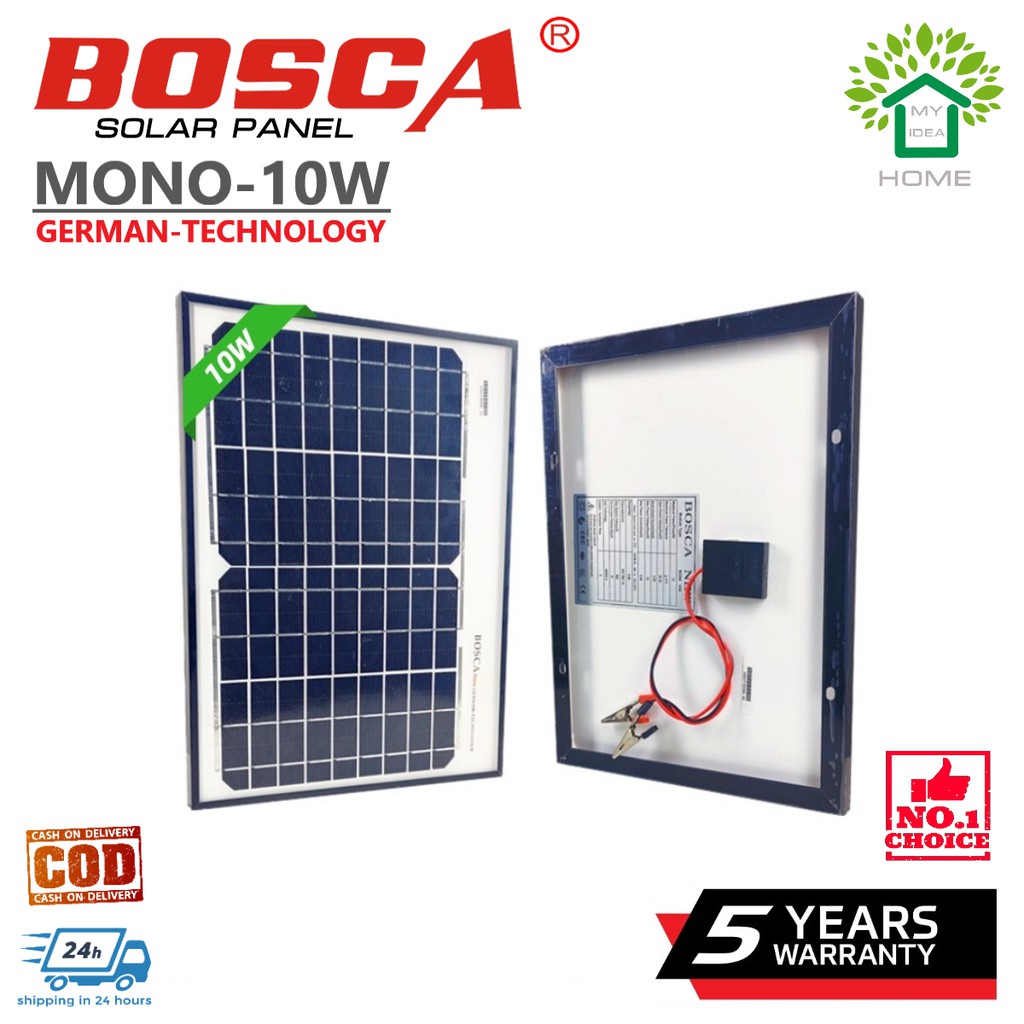 BOSCA 5 Year Warranty 10W Solar Panel Mono 10 Watt 12 Volt Pv Solar ...