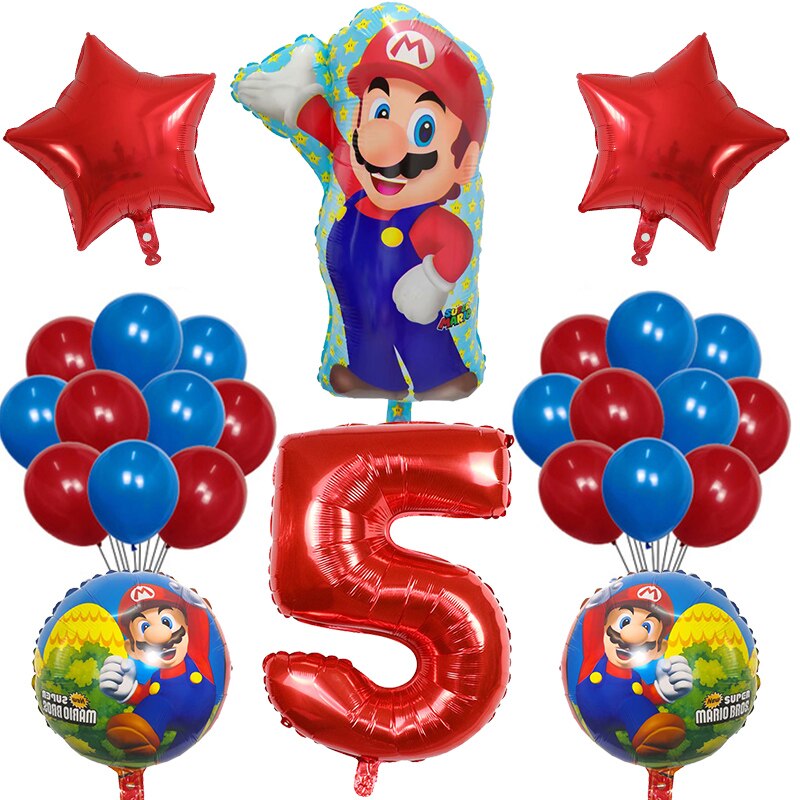 26pcs/set Super Mario Balloons 30 inch Number Balloons Boy Girl ...