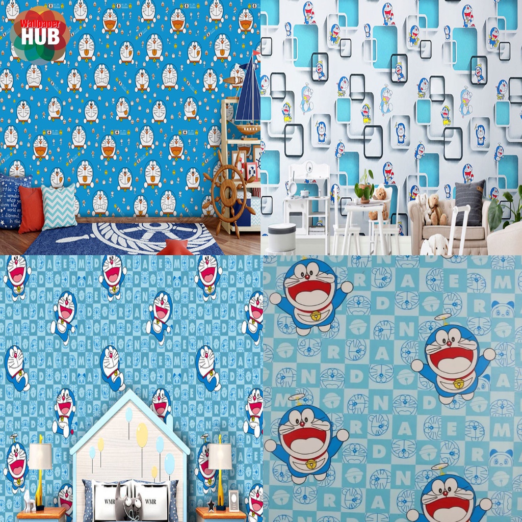 HUB Wallpaper Doraemon Design PVC Waterproof Self Adhesive Wall Sticker ...