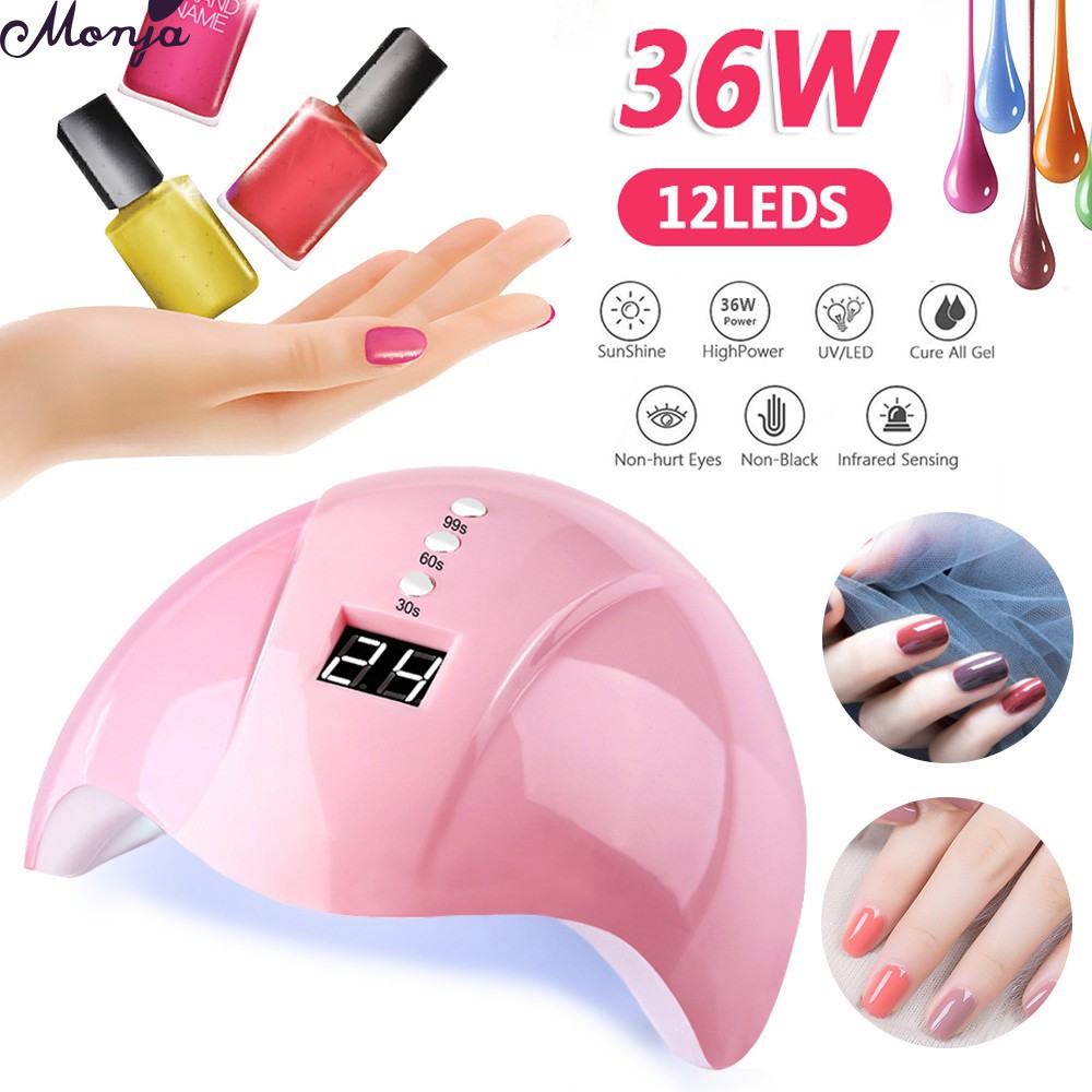Monja 36w Uv Led Mini Nail Art Lamp Curing Polish Dryer Auto Sensor ...