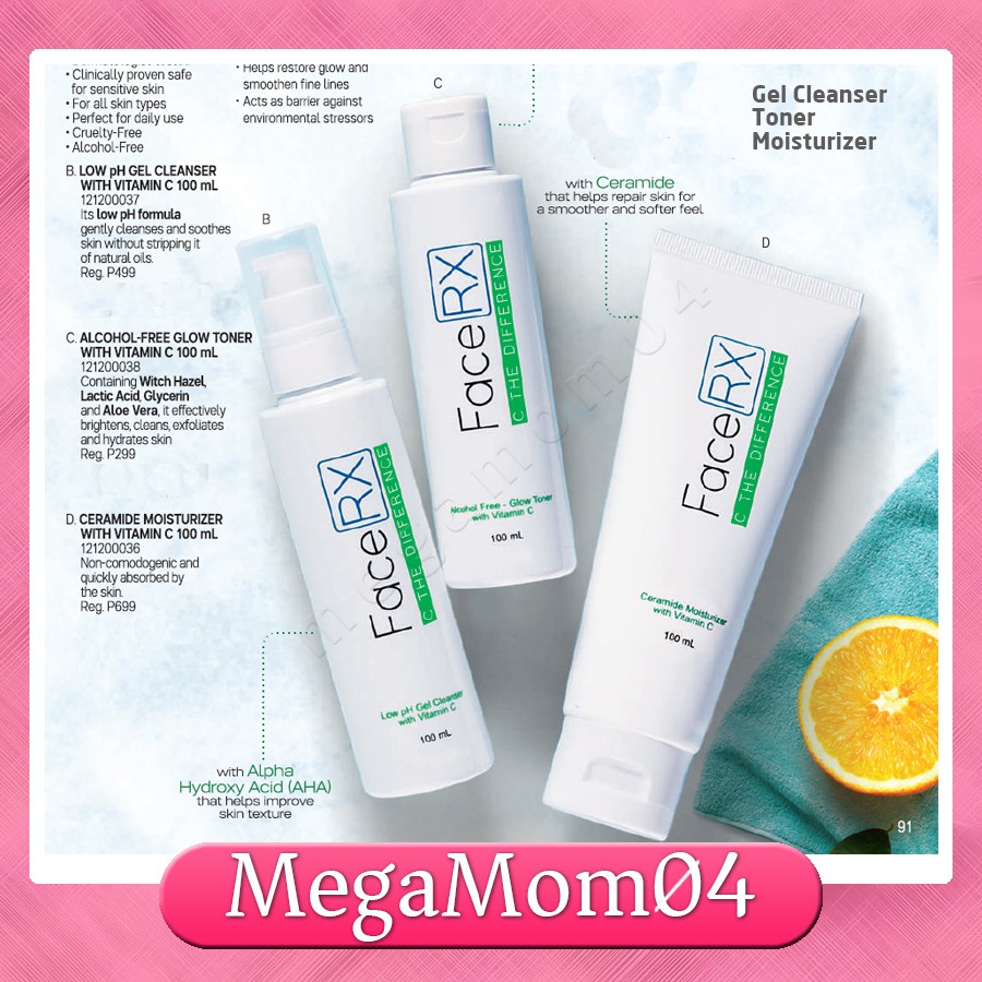 Face Gel Cleanser,Alcohol Free-Glow Toner,Ceramide Moisturizer w/Vit C ...