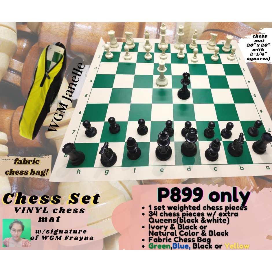 Tournament Chess Set W/ Fabric Chess Tube Bag (UPGRADED TO WEIGHTED ...
