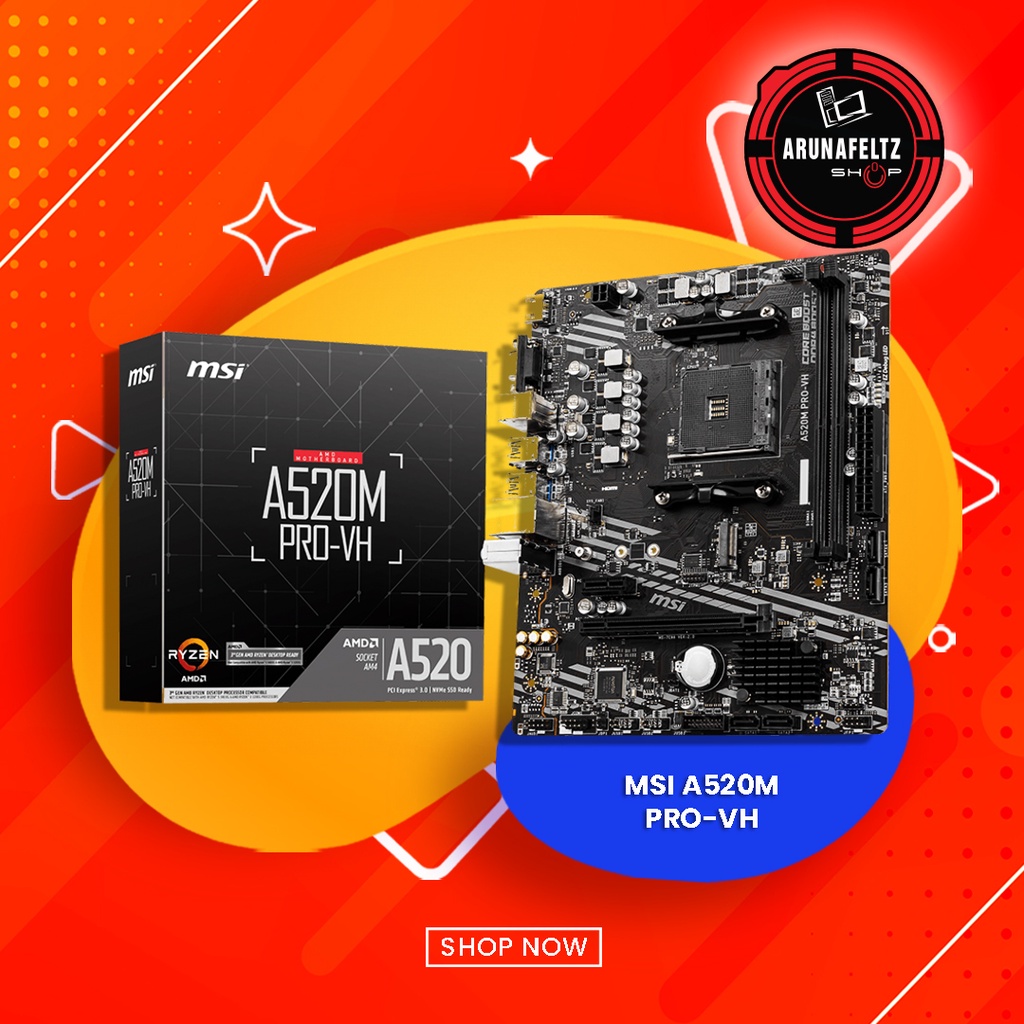 MSI A520M PRO-VH ProSeries Motherboard (mATX, 3rd Gen, AM4, M.2, USB 3, DDR4, HDMI) | Shopee ...