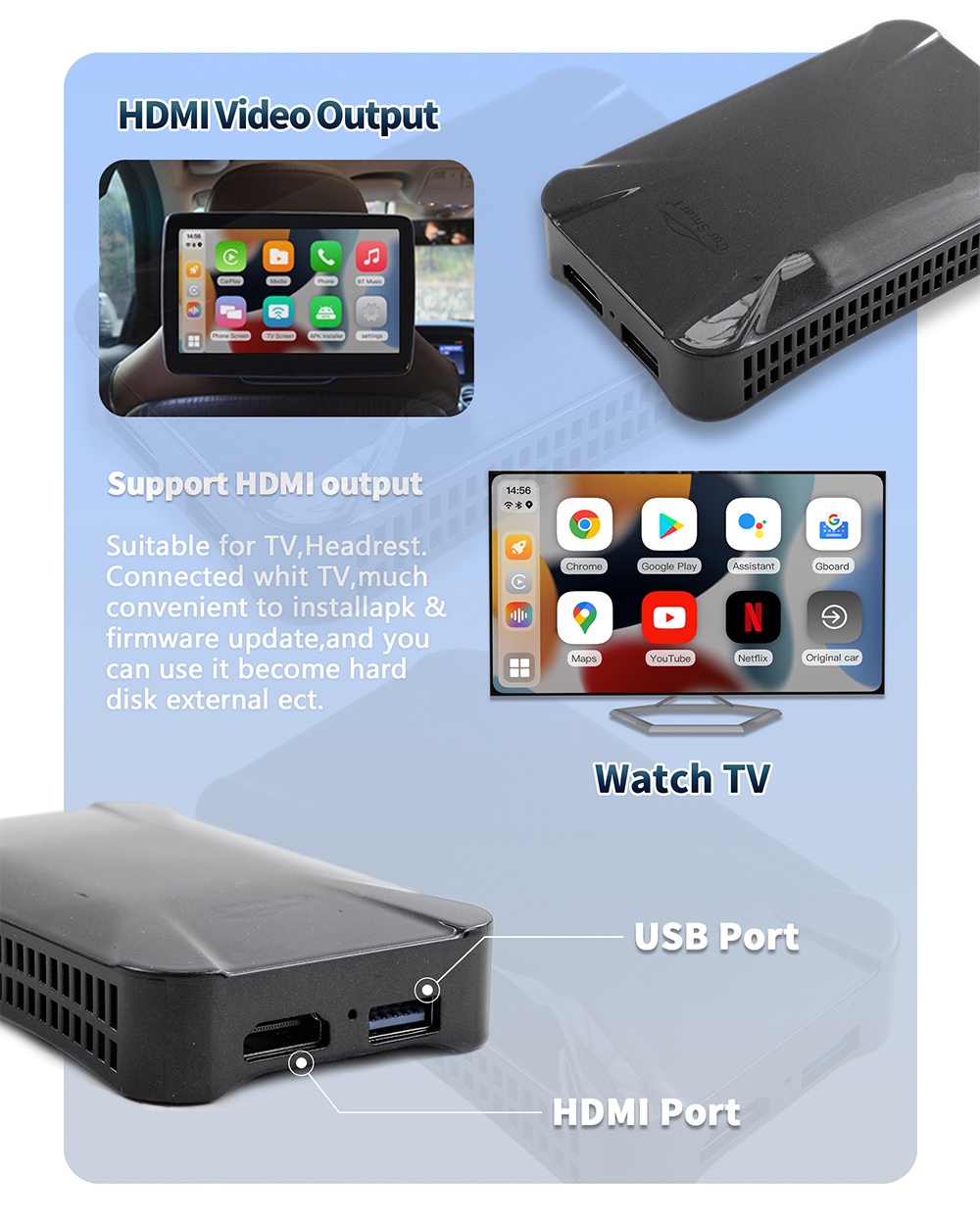 New Carplay Ai Box Wireless Multimedia Android Auto TV Box for USB ...