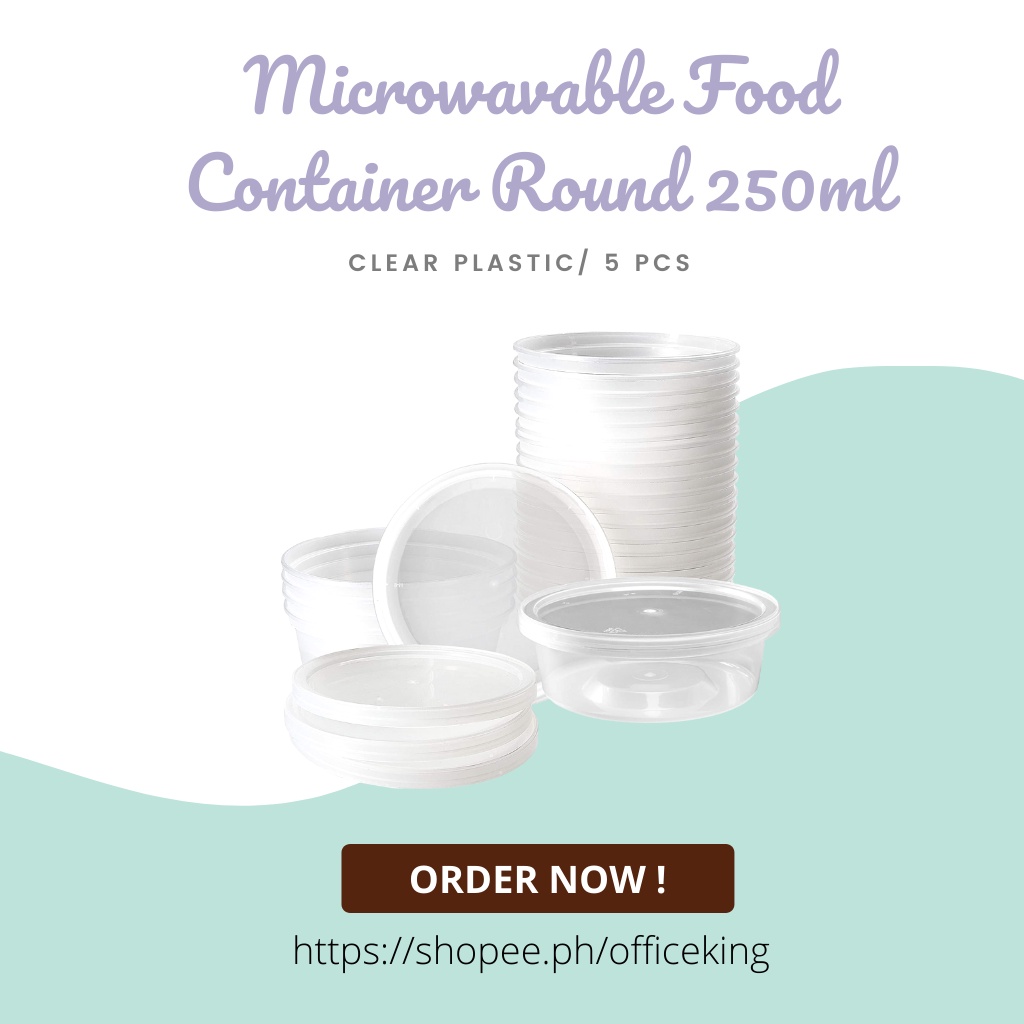 Microwavable Food Container Clear Round Plastic 250ml 5 pcs | Shopee ...