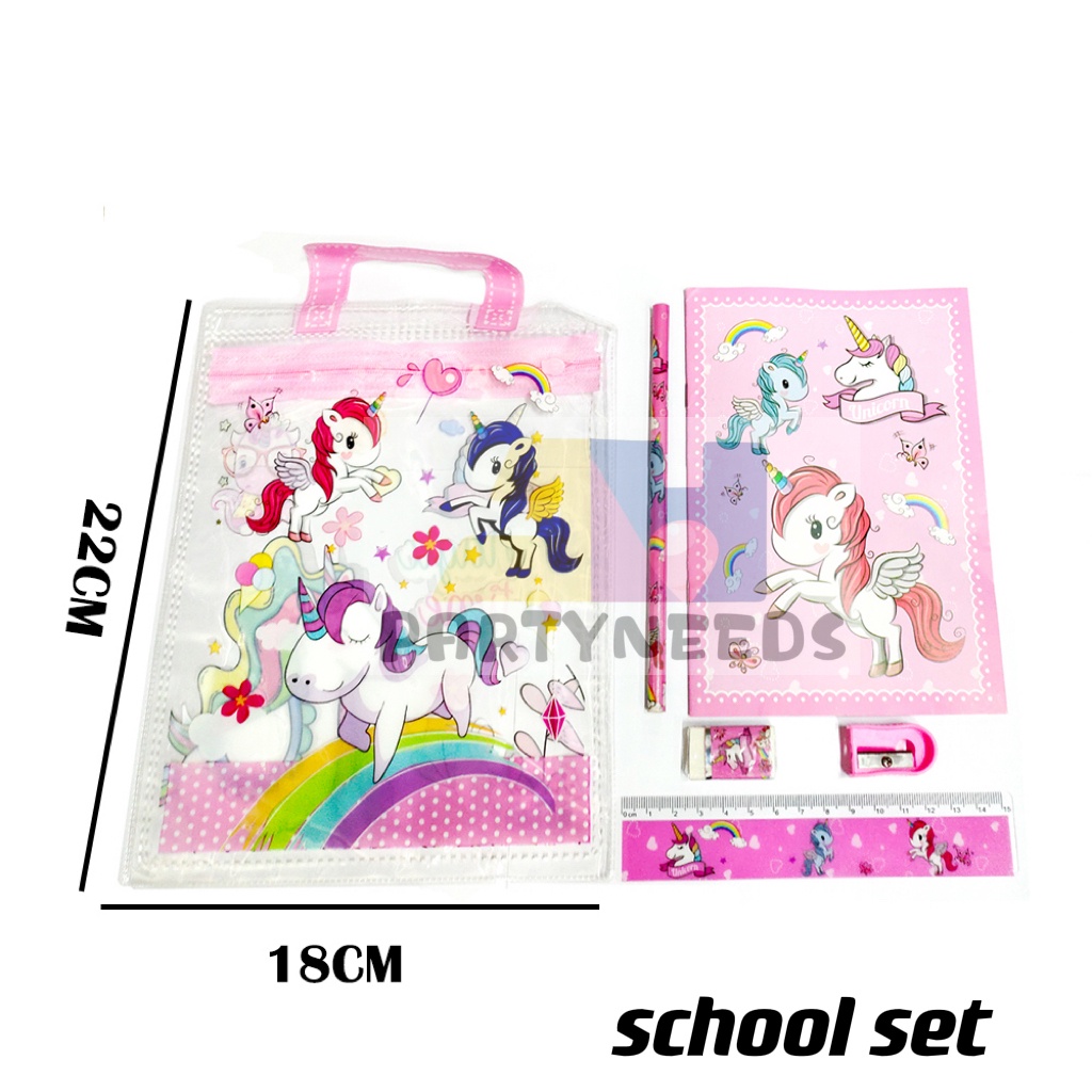 Unicorn 6 in 1 school set party gift aways for birthday party supplier ...