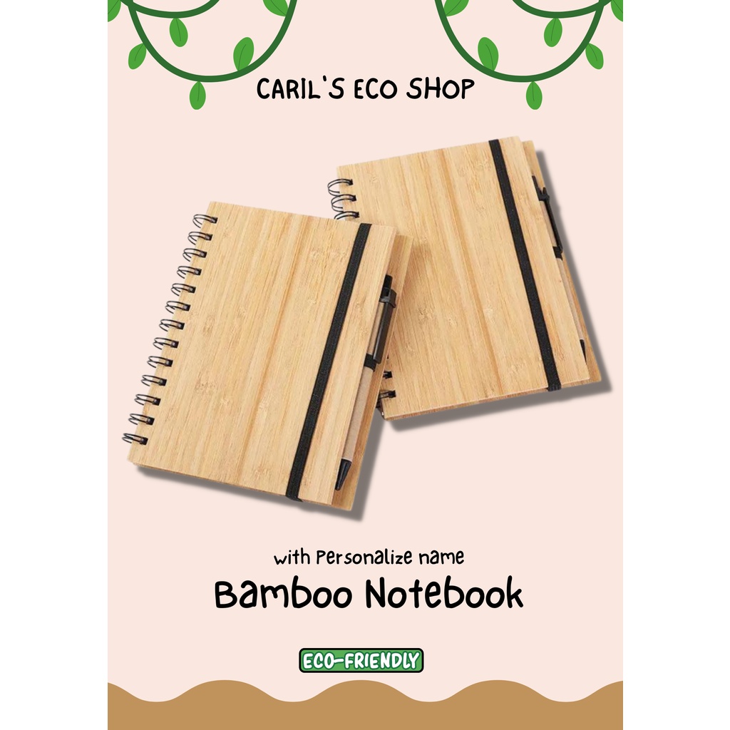 Personalize Bamboo Notebook with Pen (70 Sheets) | Shopee Philippines