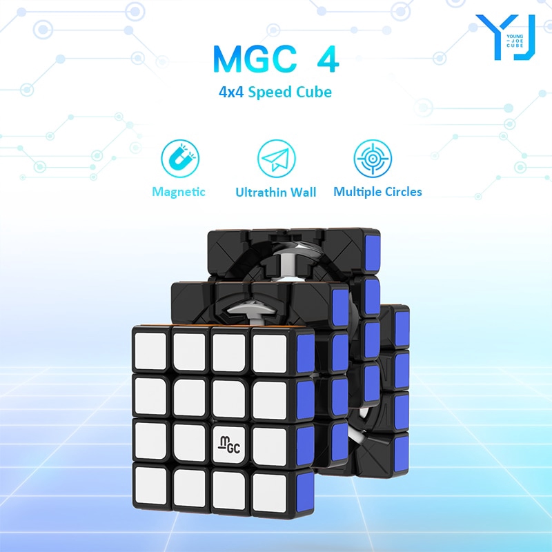 YJ MGC4 4x4 Magnetic Black Speed Cube YJ MGC M Stickerless yj mgc 4x4x4 ...