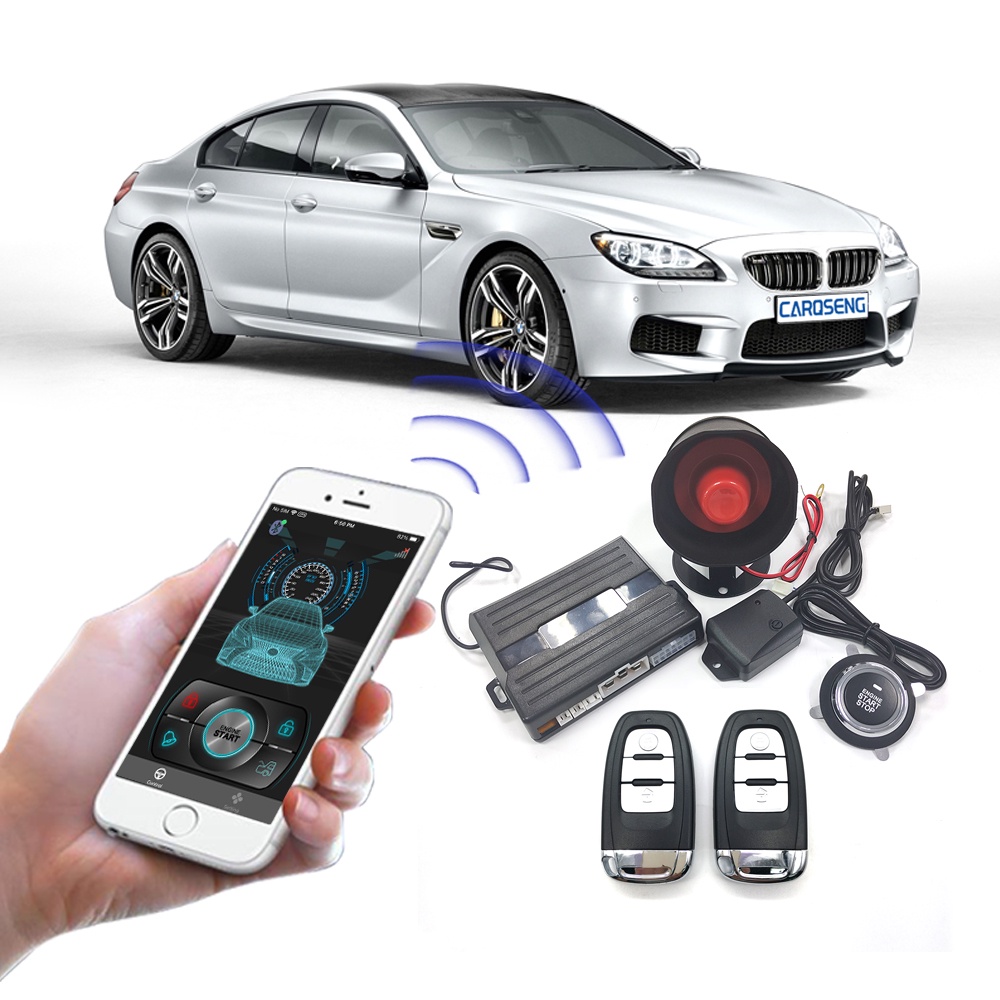 CARQSENG Q7B APP Control PKE 12V Car Alarm & Button Push Start & Anti ...