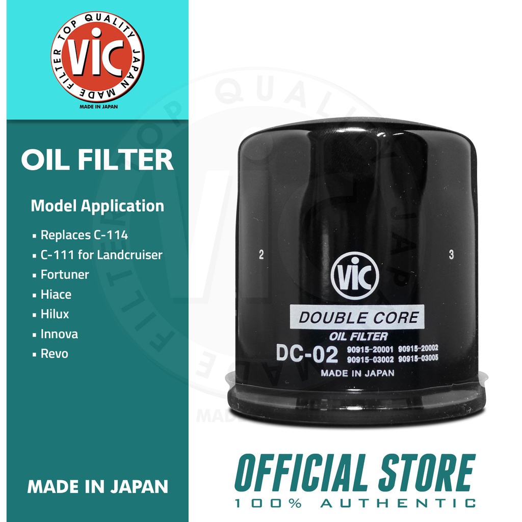 VIC Double Core Oil Filter DC-02 Replaces C-114, C-111 for Landcruiser ...