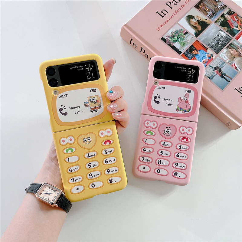 Cute Cartoon SpongeBob Phone Case For Samsung Galaxy Z Flip 4 3 5G ...