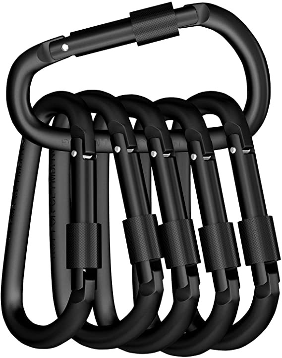 10 Pcs Practical Black D Shaped Aluminum Alloy Carabiner Hook Keychain ...