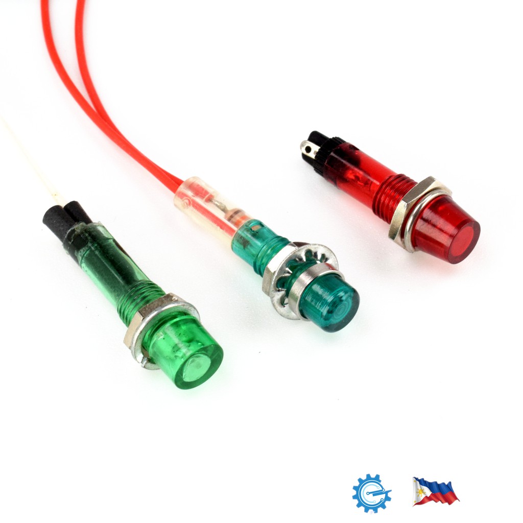 Panel Mount Neon Indicator Pilot Light 220VAC Red Green col | Shopee ...