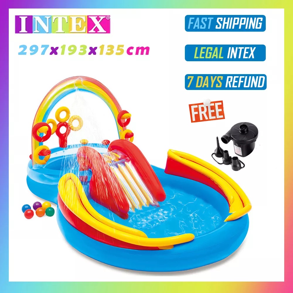 INTEX 57453 Children's Infant Swimming Pool Ocean Ball Toy Slide Water ...
