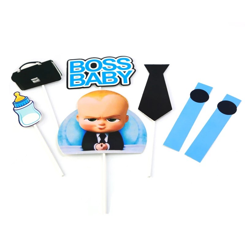 7Pcs/set BOSS BABY Feeding Bottle Tie Briefcase Cake Toppers Party ...